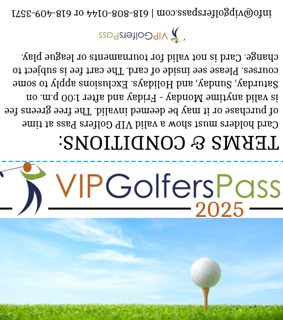 VIP GOLFERS PASS 2025 CARD OUTSIDE – Creekside Bar and Grill
